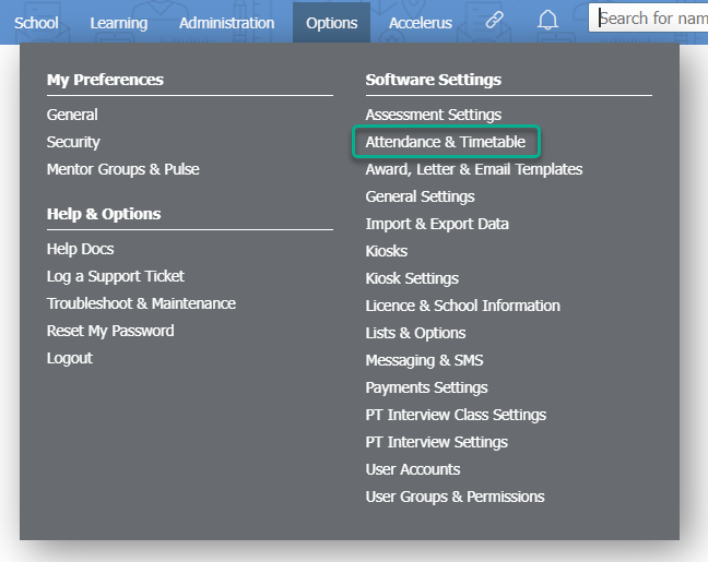 Create and configure attendance types